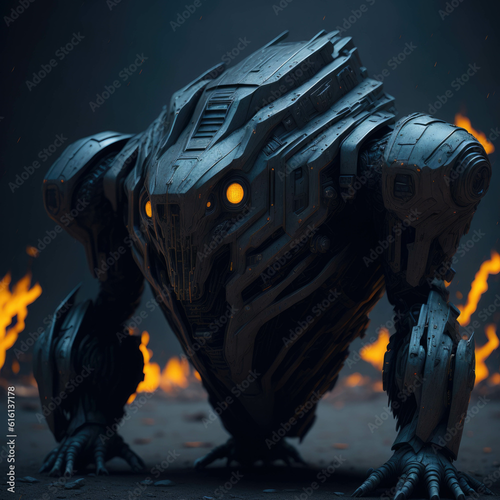 Battle Cyborg Synth Robot, Futuristic Sci-fi War With Humans, Metal ...