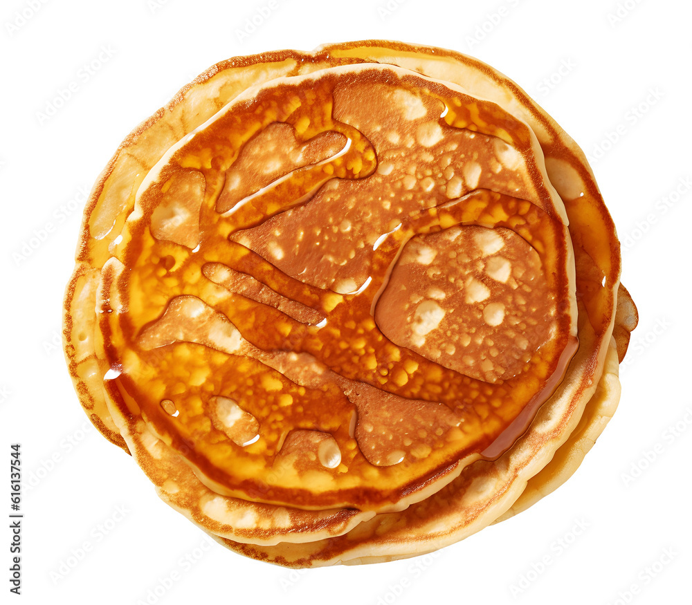 Pancakes isolated on transparent background. Top view. Png format Stock ...
