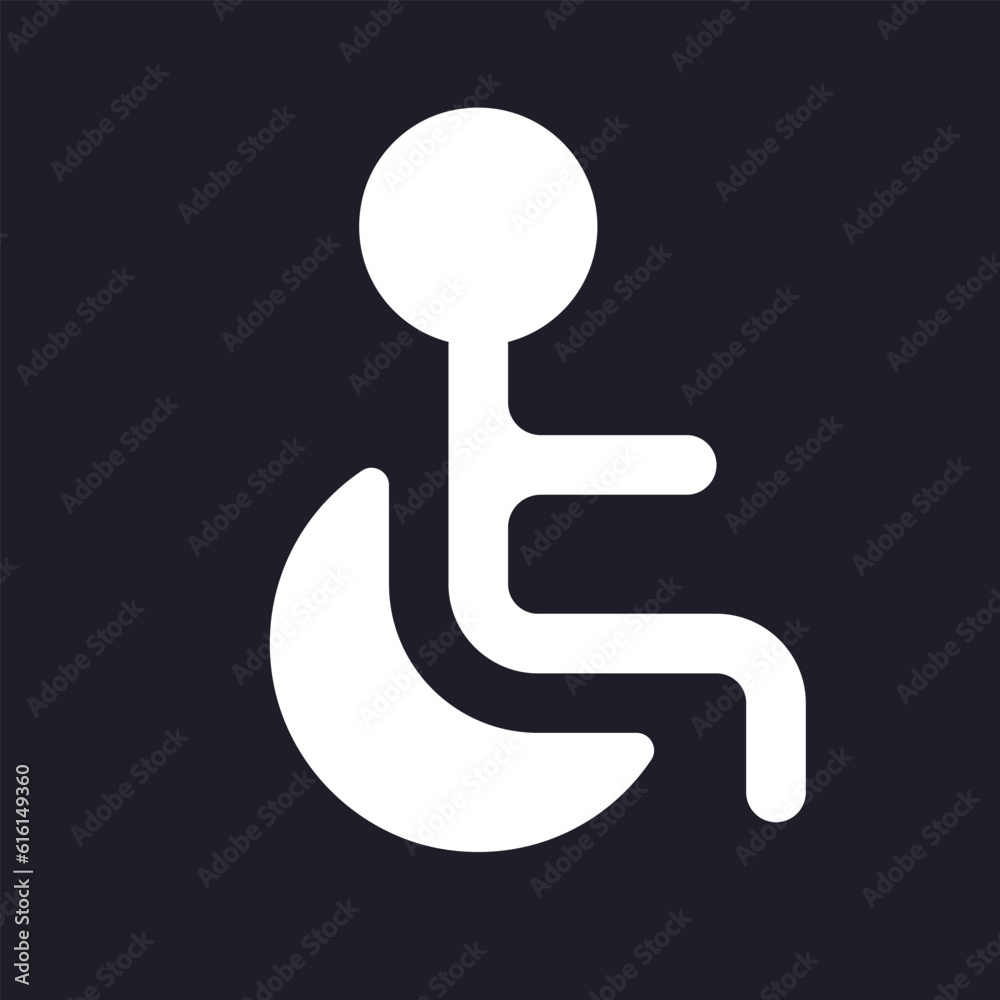 Disability dark mode glyph ui icon. Disabled people accessibility. User ...