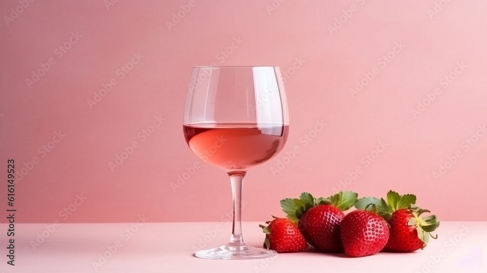 Strawberry flavored cocktail, plain background with fruits. Alcoholic ...