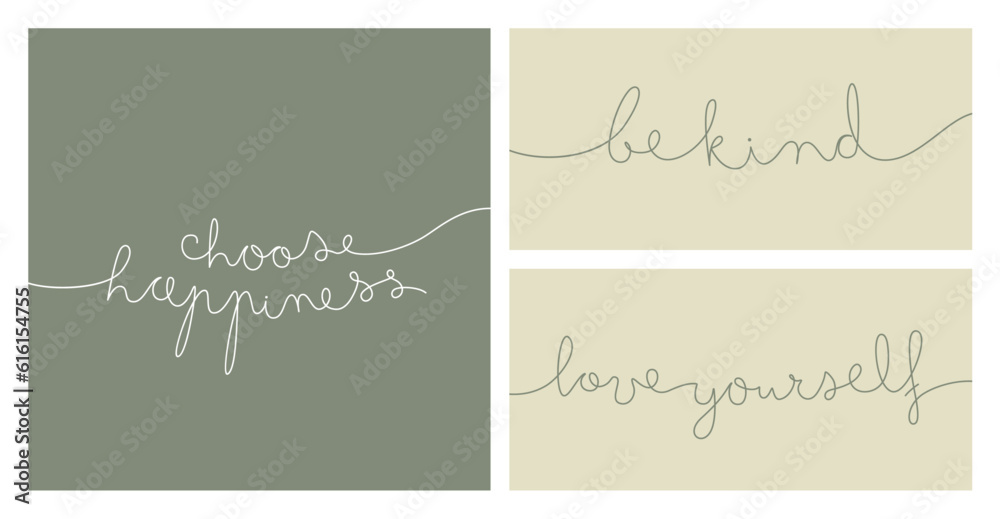 Positive thinking and affirmations phrases collection. Vector line art ...