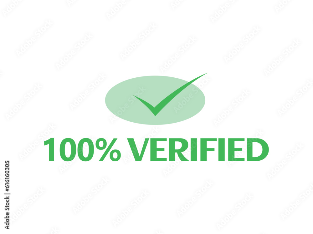 Check mark icon with 100% Verified icon Sign and stamp label fantastic ...
