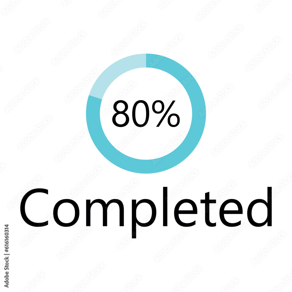 Vecteur Stock 80% completed icon Sign and Typographic stamp label round ...