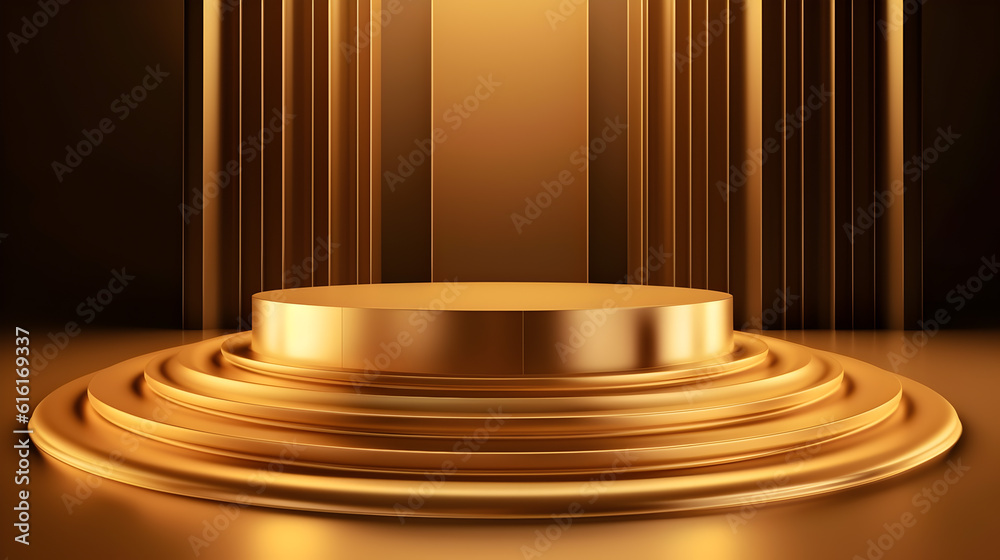 Product display presentation on luxury gold empty podium stand. Stock ...