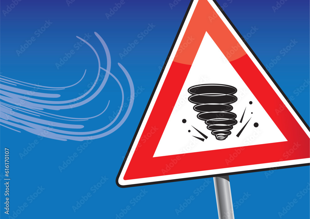 Achtung Sturmwarnung - Unwetter Symbolbild Vektor Illustration Stock ...