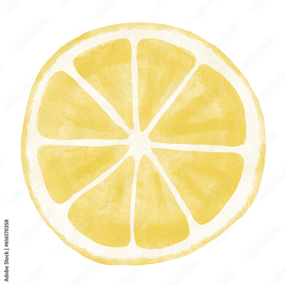 Watercolor Illustration of lemon slice isolated on white background ...