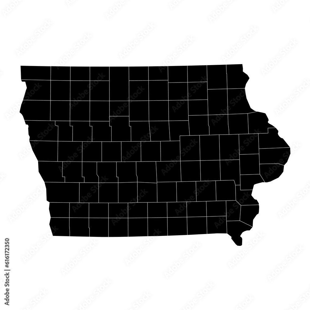 Iowa State Map With Counties Vector Illustration Stock Illustration Adobe Stock