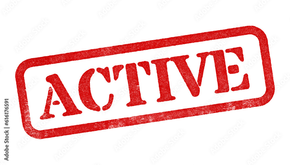 Active red rubber stamp isolated on transparent background with ...