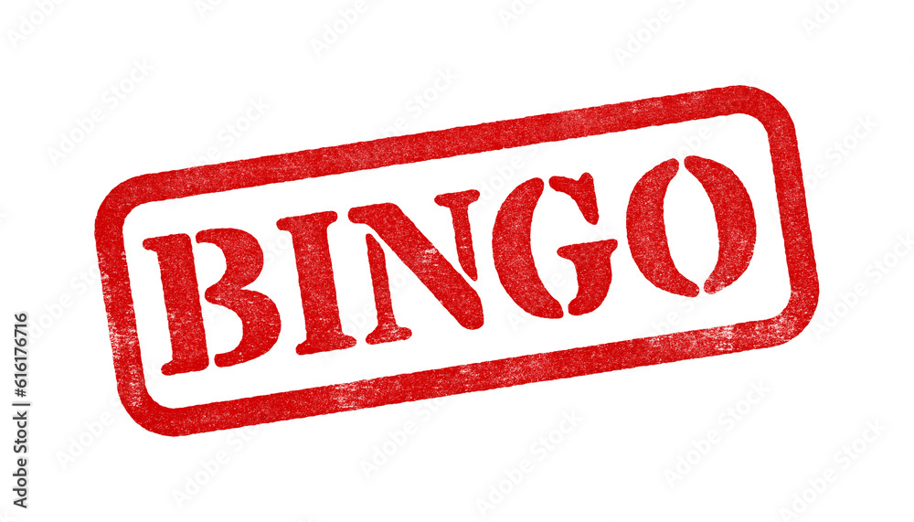 Bingo red rubber stamp isolated on transparent background with ...