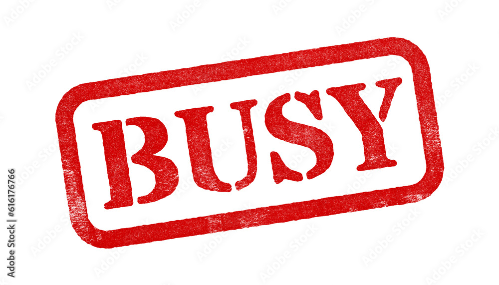 Busy red rubber stamp isolated on transparent background with ...