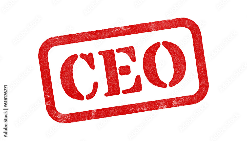 CEO red rubber stamp isolated on transparent background with distressed ...