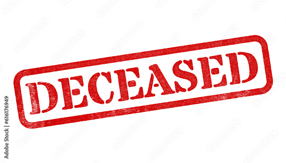 Deceased red rubber stamp isolated on transparent background with ...