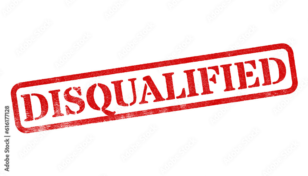 Disqualified red rubber stamp isolated on transparent background with ...