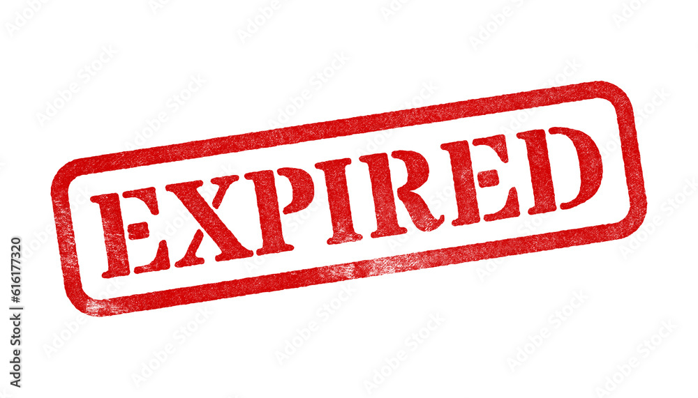 Expired red rubber stamp isolated on transparent background with ...