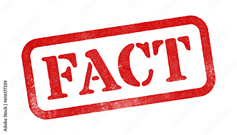 Fact red rubber stamp isolated on transparent background with ...