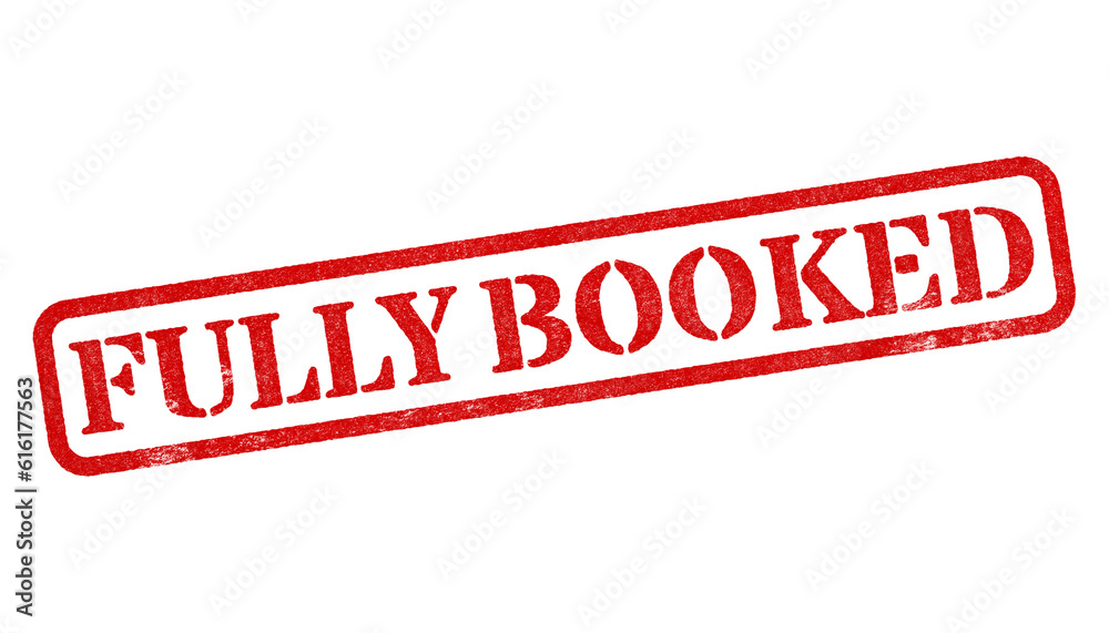 Fully Booked red rubber stamp isolated on transparent background with ...