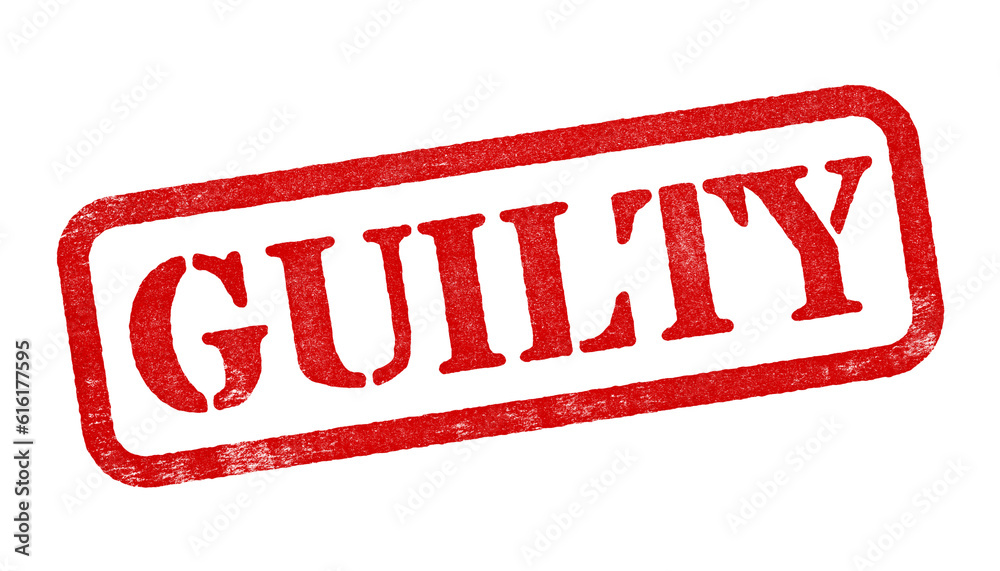 Guilty red rubber stamp isolated on transparent background with ...