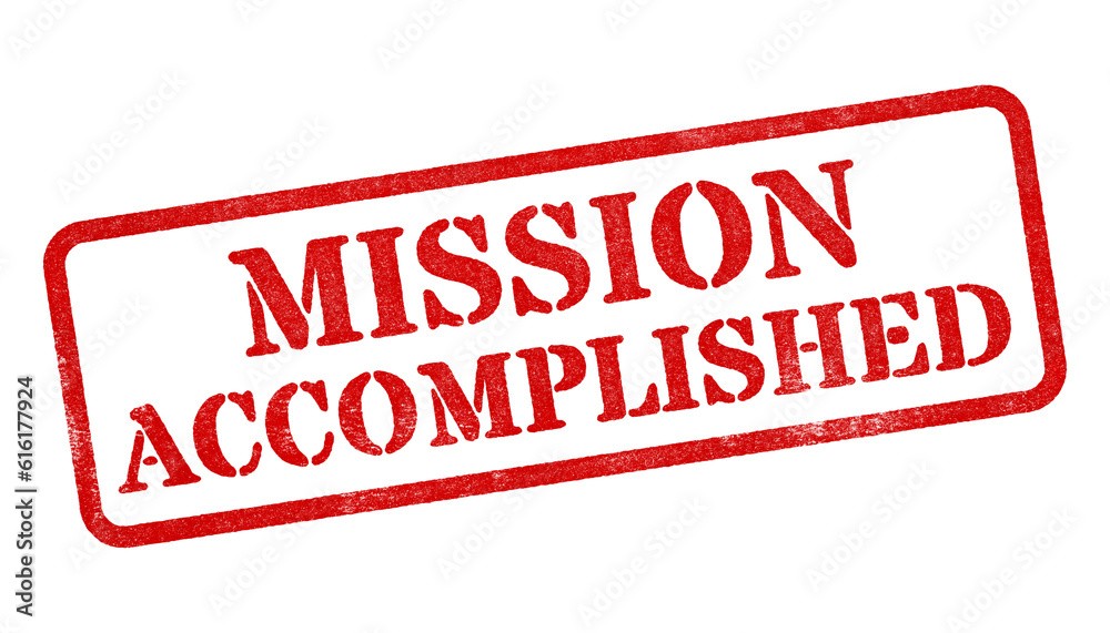 Mission Accomplished red rubber stamp isolated on transparent ...
