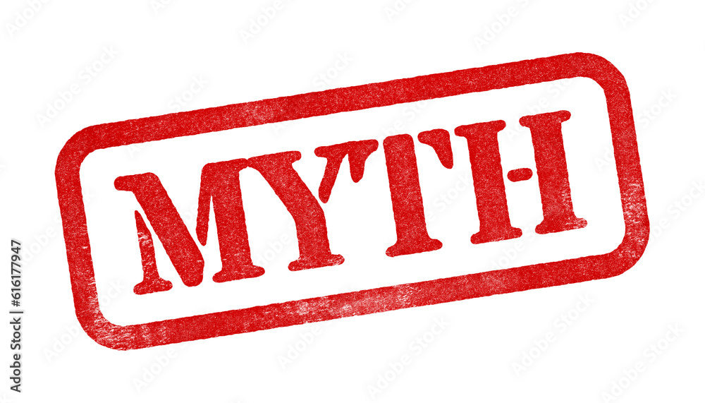 Myth red rubber stamp isolated on transparent background with ...