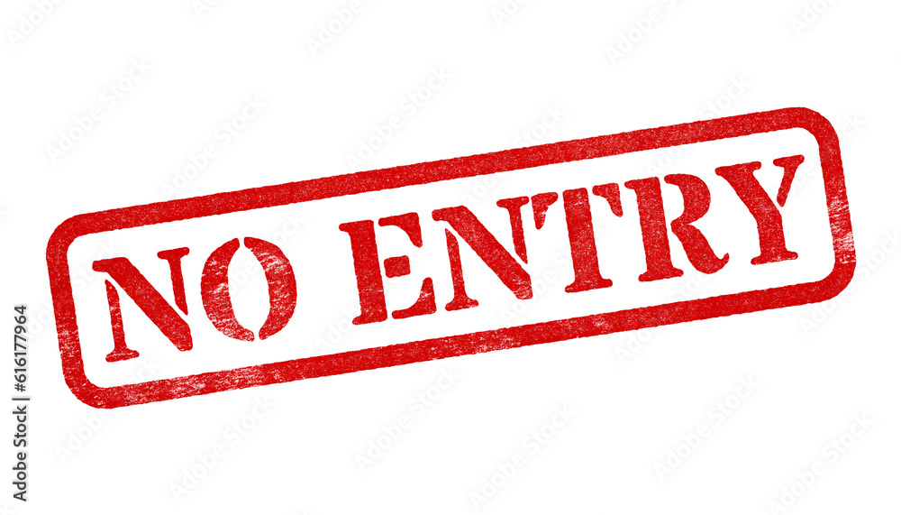 No Entry red rubber stamp isolated on transparent background with ...