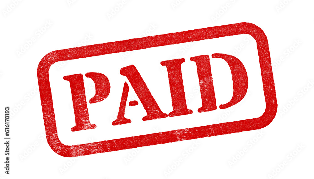 Paid red rubber stamp isolated on transparent background with ...