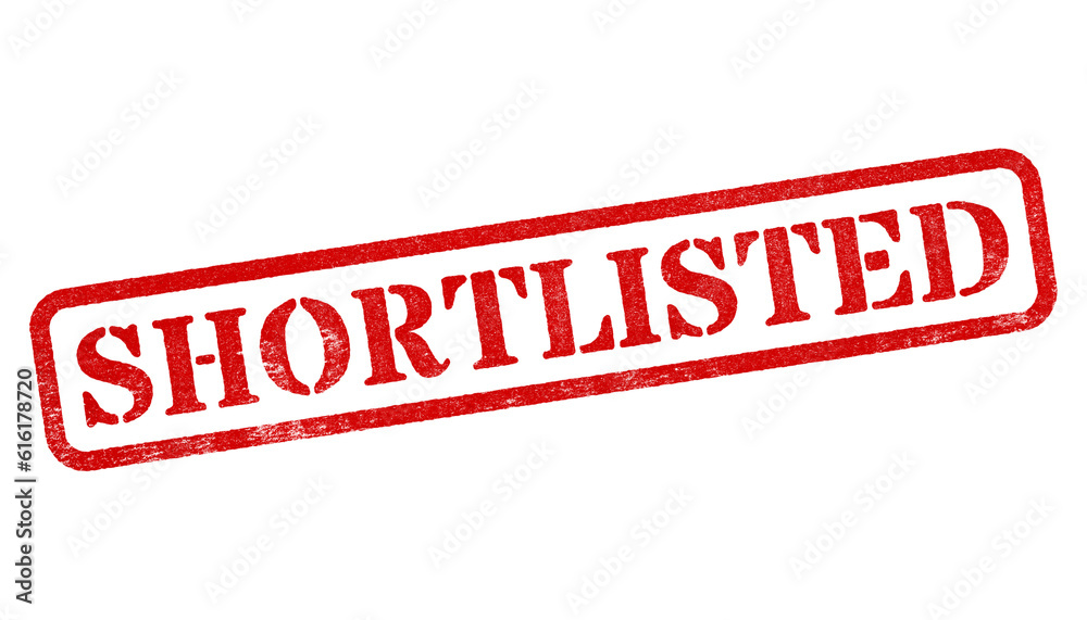 Shortlisted red rubber stamp isolated on transparent background with ...