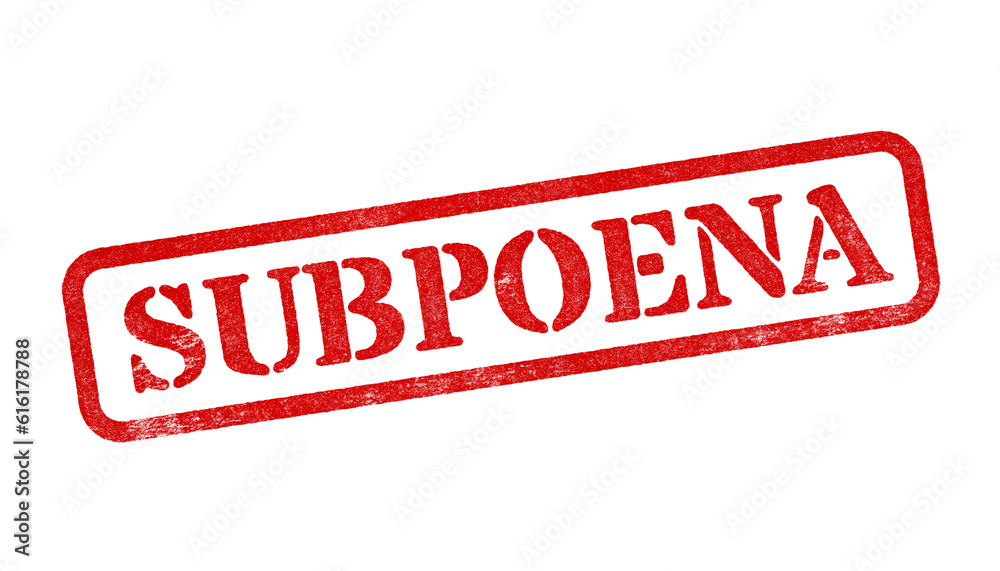 Subpoena red rubber stamp isolated on transparent background with ...