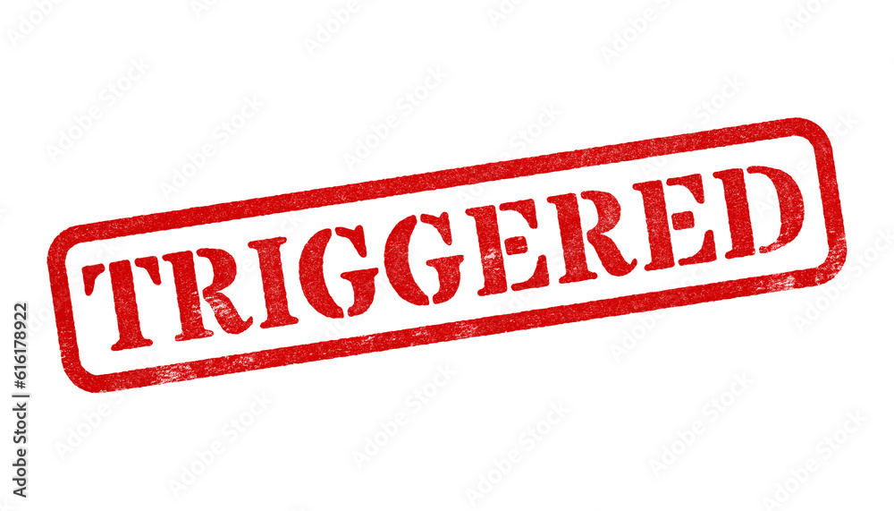 Triggered red rubber stamp isolated on transparent background with ...