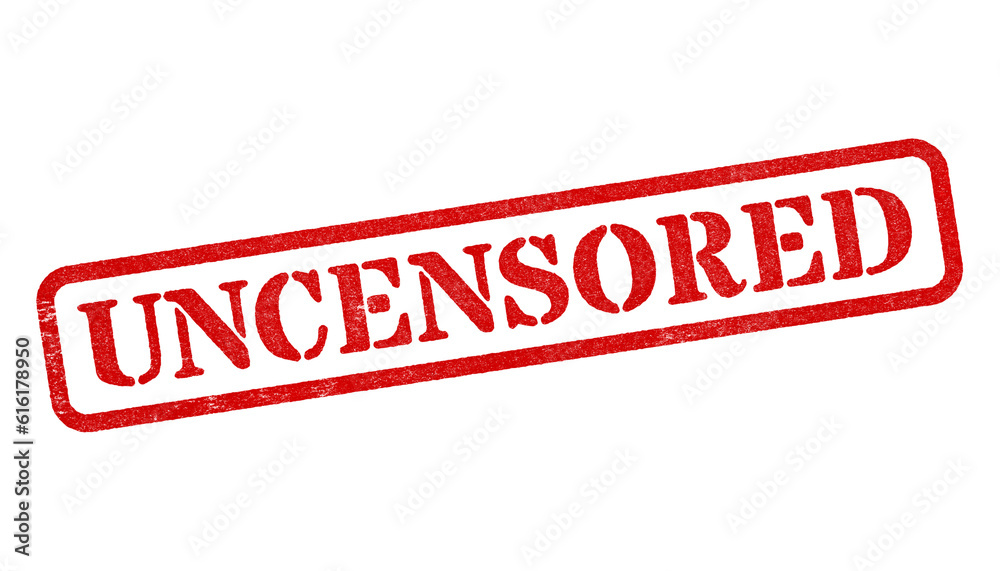 Uncensored red rubber stamp isolated on transparent background with ...