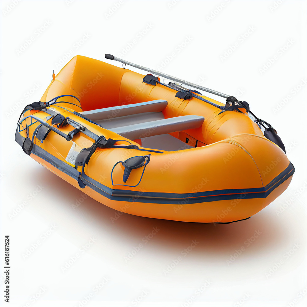 Inflatable raft rescue dinghy lifeboat isolated on a white background ...