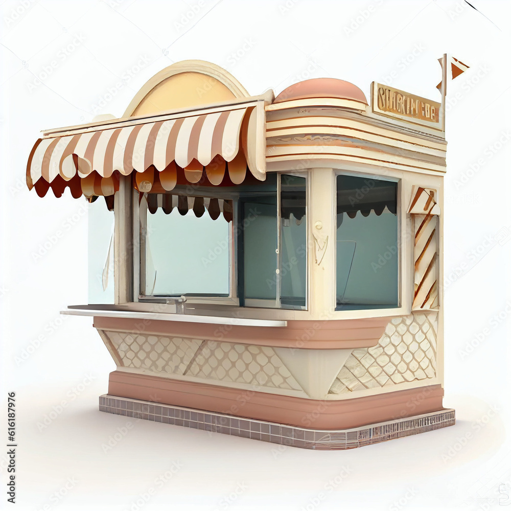 Standalone vintage retro fast food restaurant stand with drive-thru ...