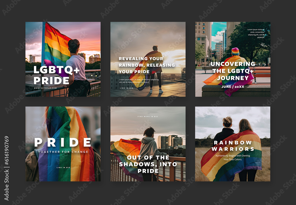 LGBTQ+ Layouts For Social Media With Generative Ai and White Typography ...