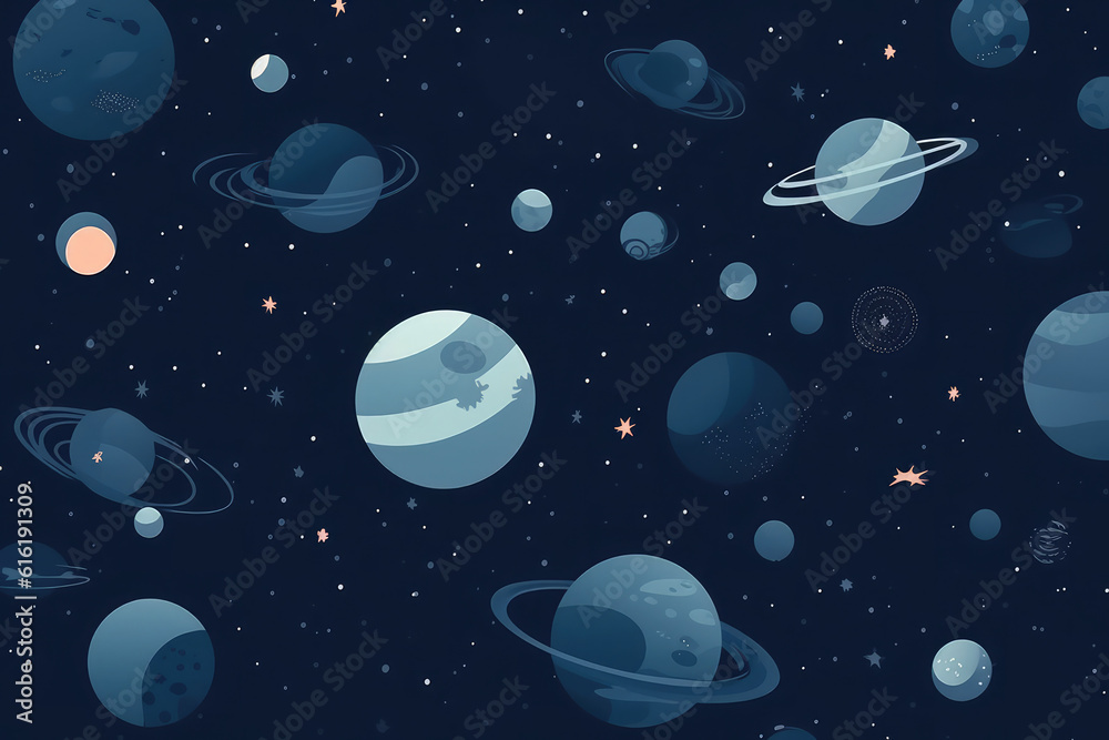 simple seamless Beautiful and eye catchy colour planets and stars ...