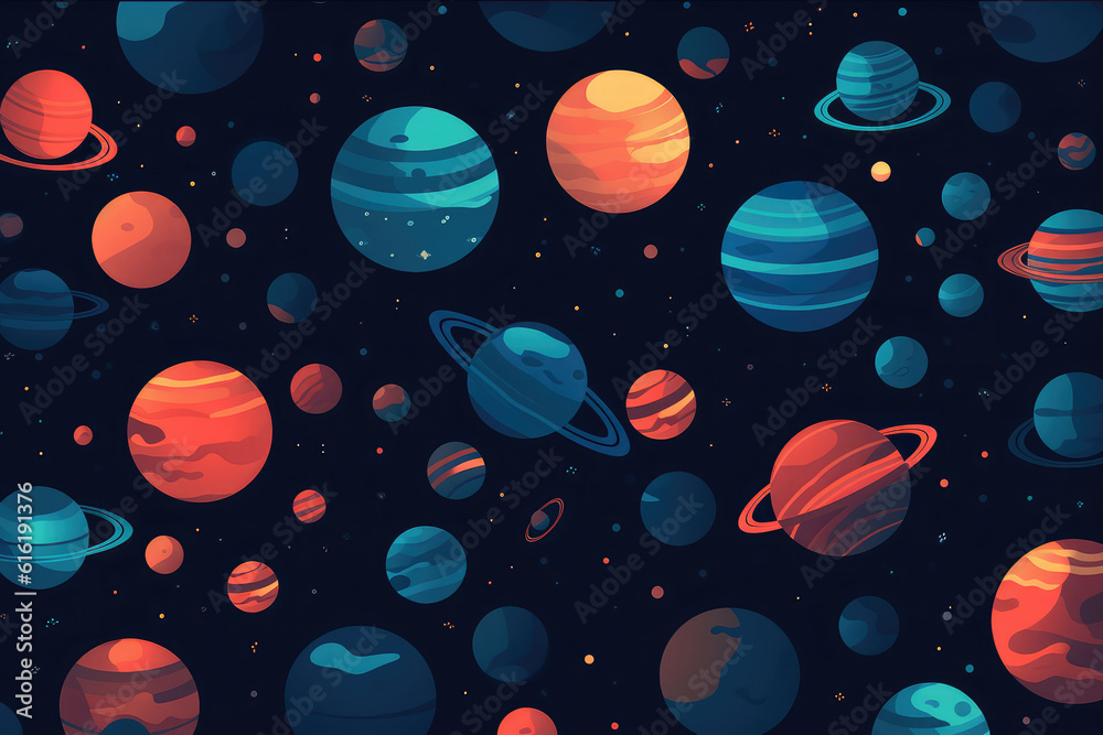 simple seamless Beautiful and eye catchy colour planets and stars ...