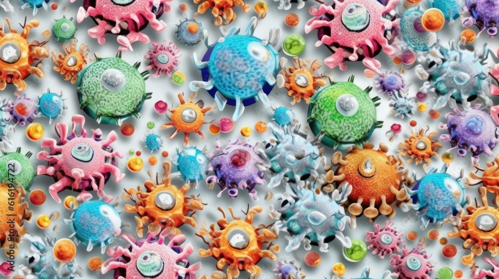 Cartoon viruses pattern for printing on fabric, paper, medical ...