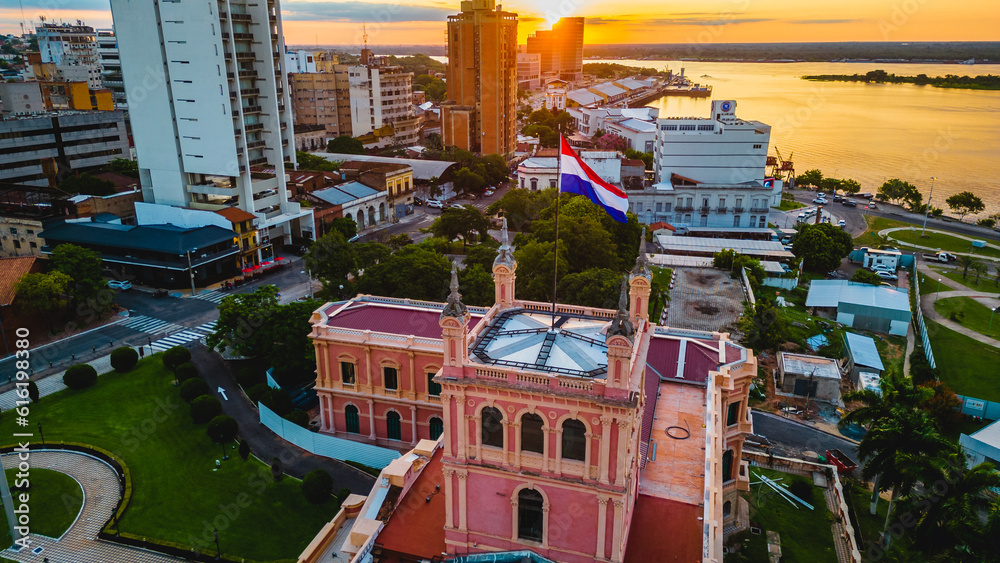 Presidential Palace of the Lopez in Asuncion Paraguay Aerial Drone View ...