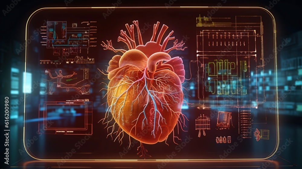 A human heart with the visual notes representations,scientific type of ...