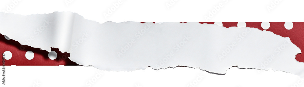 Paper strip. Red strip of paper with white polka dots. White, long ...