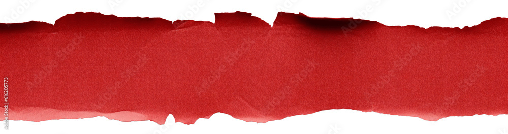 Paper strip. A long, torn, red strip of paper. Isolated on transparent ...