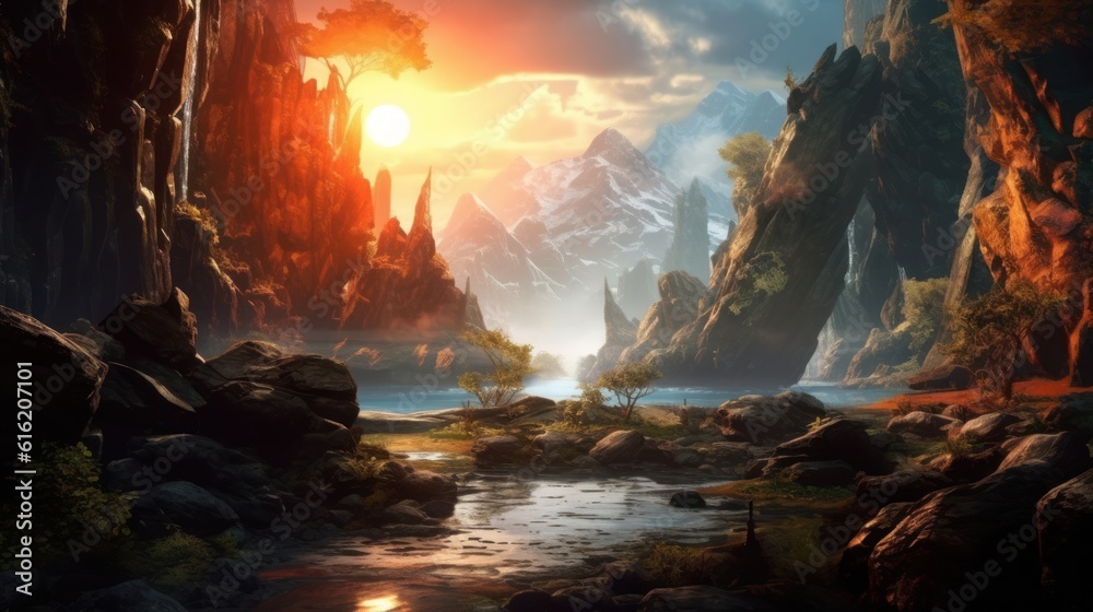 MMORPG Game Art Environment Stock Illustration | Adobe Stock