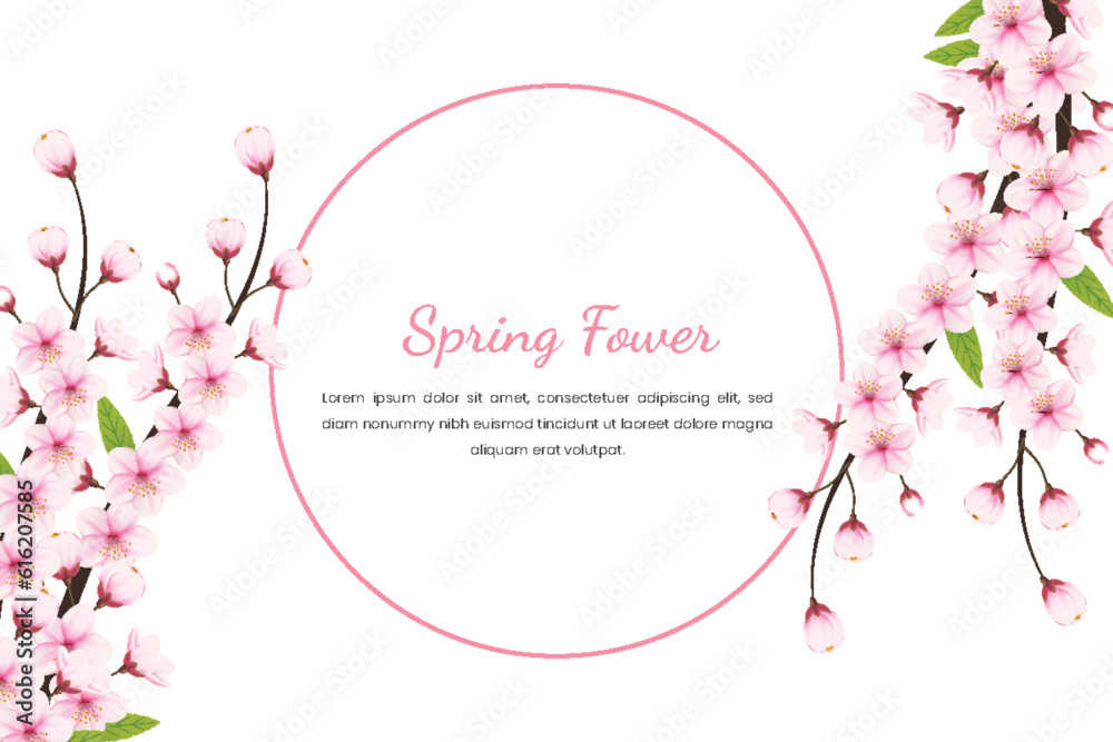 Cherry blossom frame with space for text. Vector illustration.cherry ...