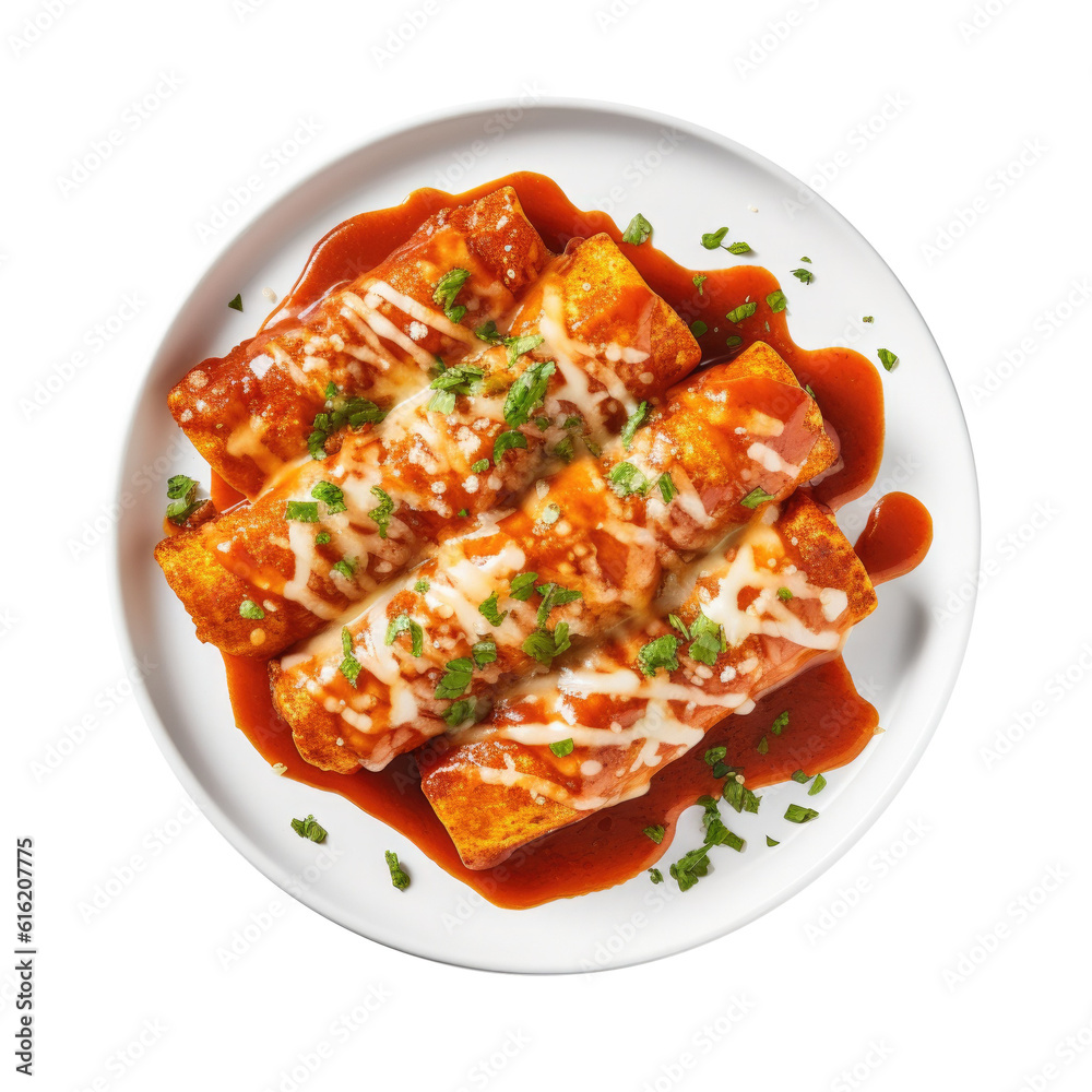 Delicious Plate Enchiladas Isolated on a Transparent Background. Stock ...