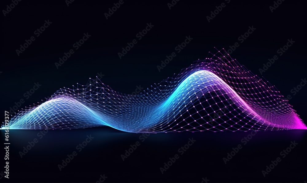 Sound waves oscillating with the glow of light, abstract technology ...