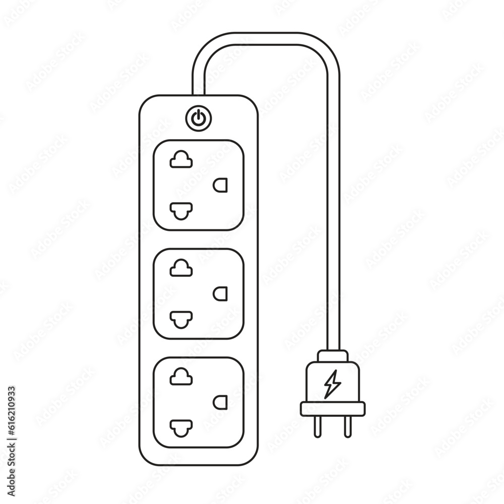 extension socket outline illustration on white background doodle Stock ...
