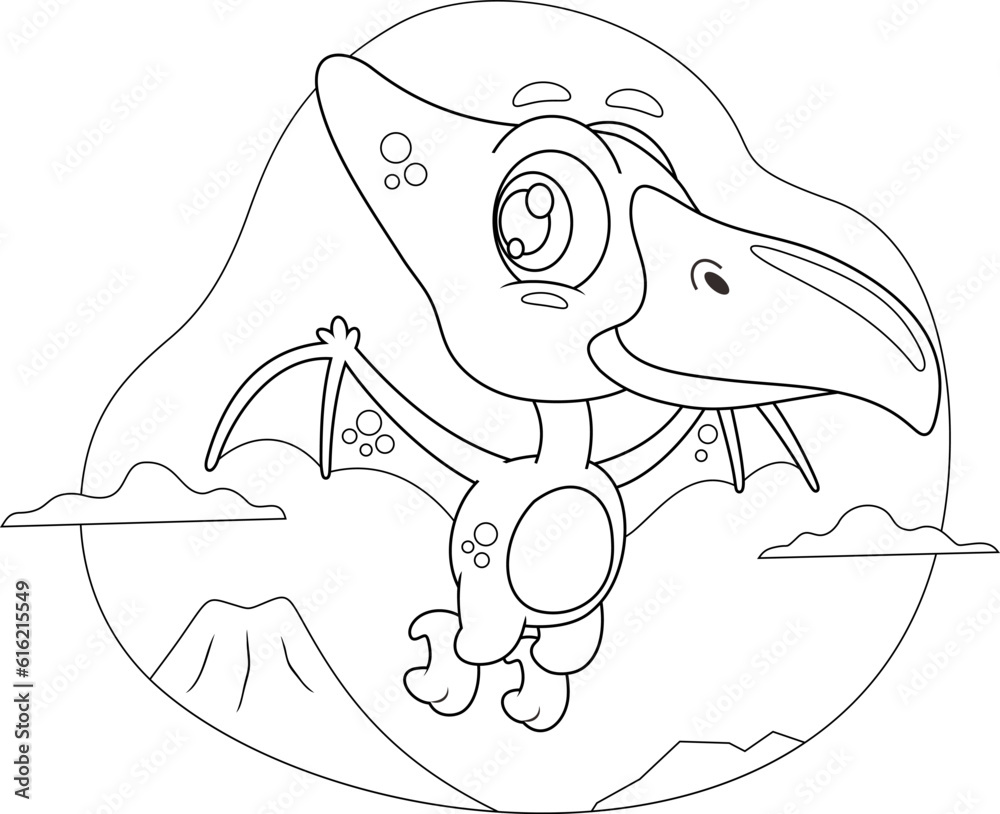 Grafika wektorowa Stock: Outlined Cute Baby Dinosaur Cartoon Character ... Grafika wektorowa Stock: Outlined Cute Baby Dinosaur Cartoon Character ...