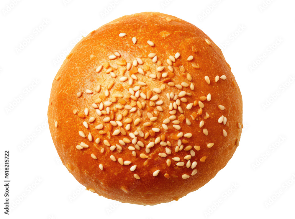 Bun with sesame isolated on transparent background, top view Stock ...