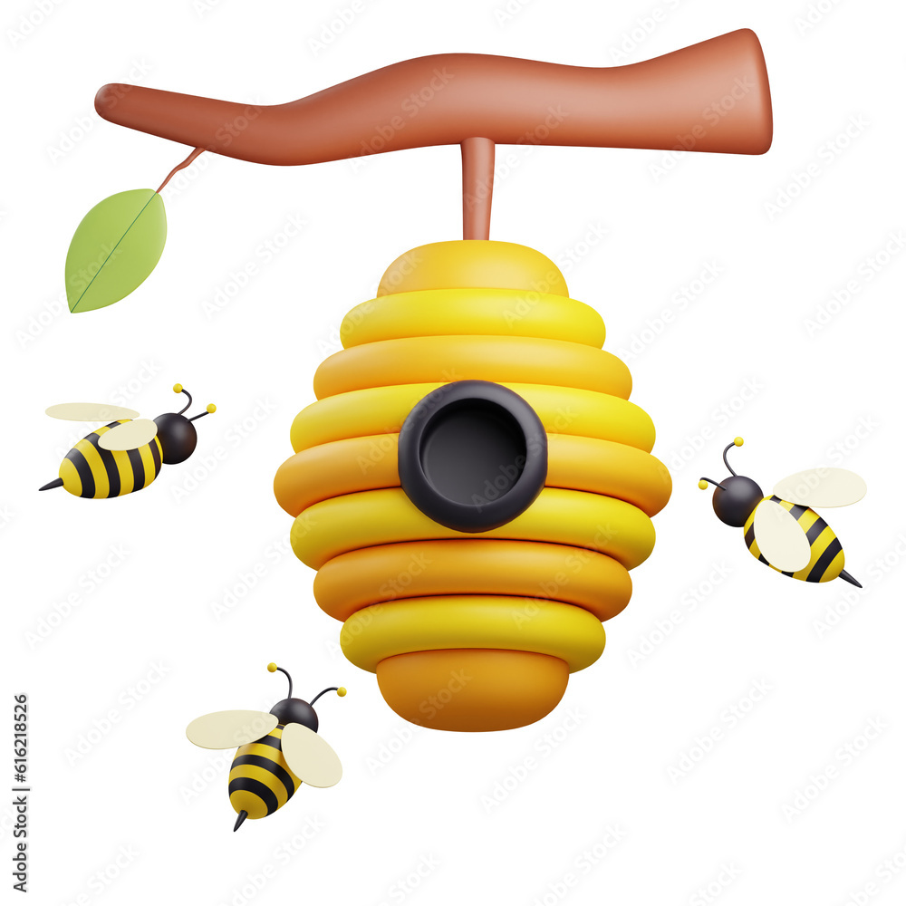 3d Beehive illustration with transparent background Stock Illustration ...