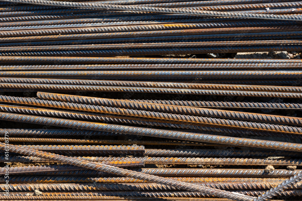 Steel reinforcement bars. Construction rebar steel work reinforcement ...