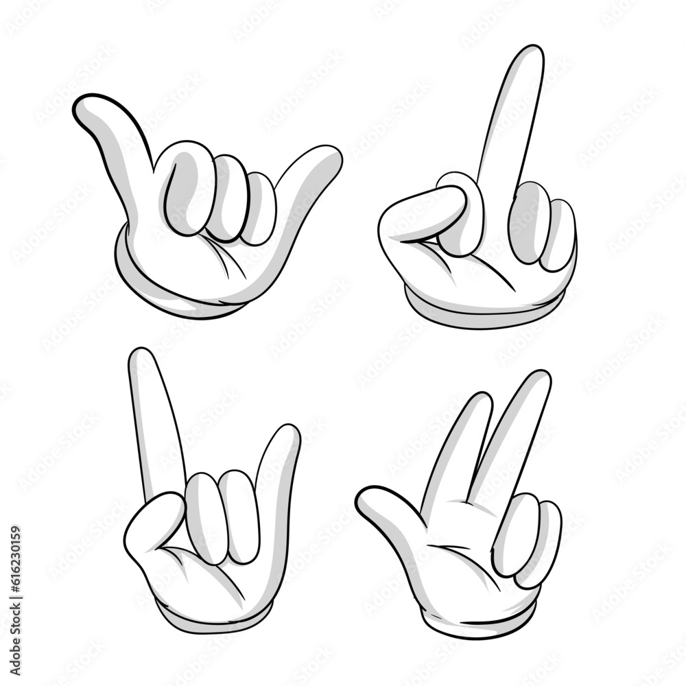 set of character hand vector icon for design. hand icon. hand signs and ...