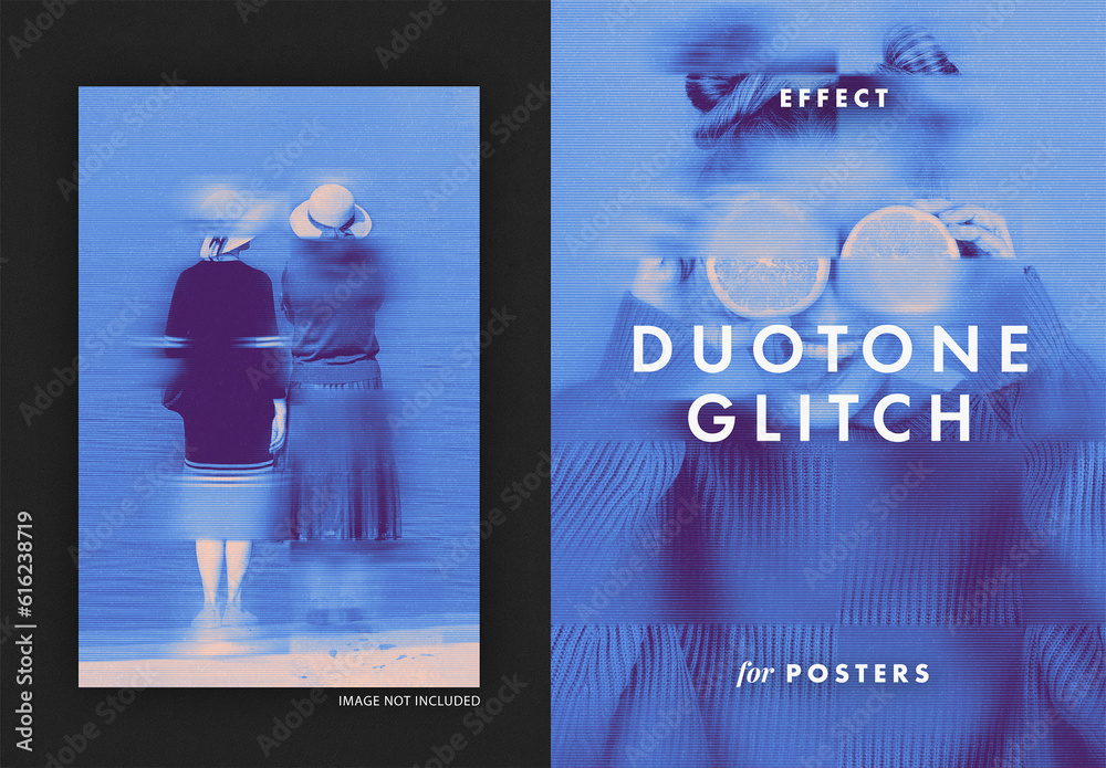 Glitch Poster Photo Effect Mockup Stock Template | Adobe Stock